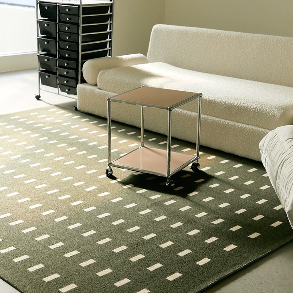 Easy Clean Rug Modern Olive Green Dot Spillproof Pet-Friendly Living R ...